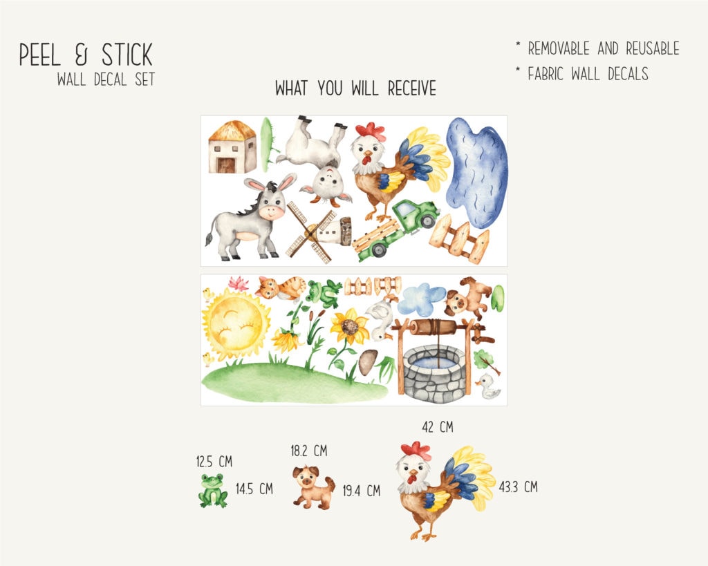 Farm Life Wall Decals - Removable Wall Decals, Wall Stickers, Peel and ...